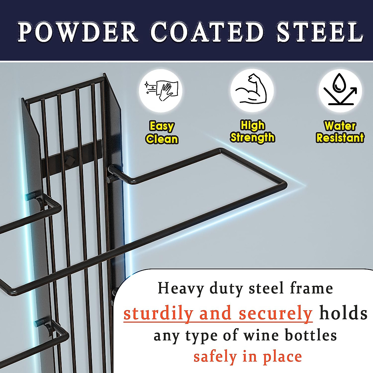 J JACKCUBE DESIGN Wall Mount Wine Rack Organizer for 12 Bottles, Heavy Duty Steel Wine Champagne Liquor Storage Display Holder Rack for Kitchen, Wine Cellar and Home Decor- MK823B