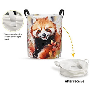FeHuew Splash Cute Red Panda Collapsible Laundry Basket with Handle Waterproof Hamper Storage Organizer Large Bins for Dirty Clothes, toys