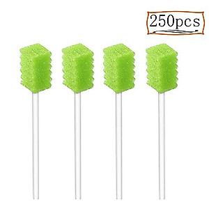 (250 Pack) Disposable Oral Swabs, Sterile Dental Sponge Swabsticks Unflavored for Mouth & Gum Cleaning