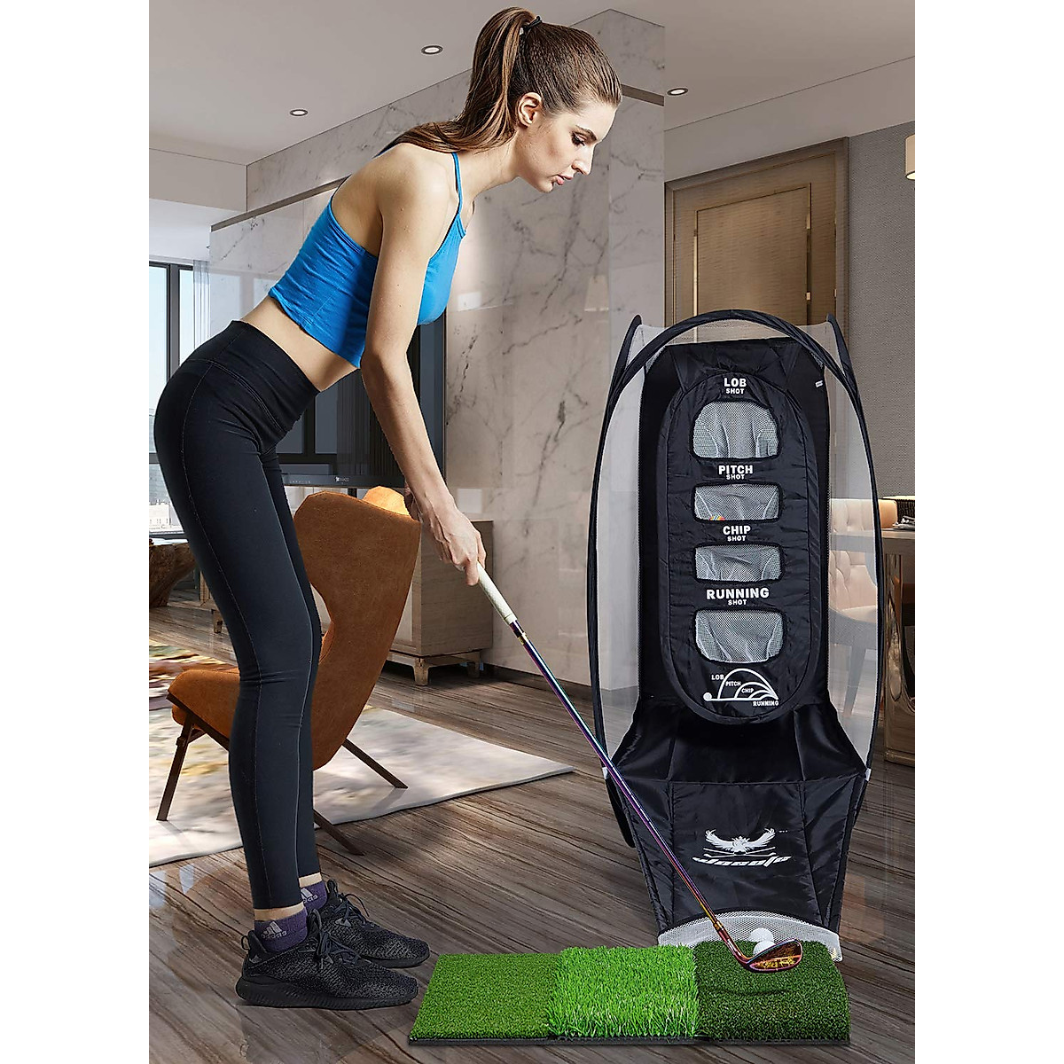 Golf Net Backyard Home Indoor Practice Hitting Chipping 2 Target and Ball Swing Kids Training Aids