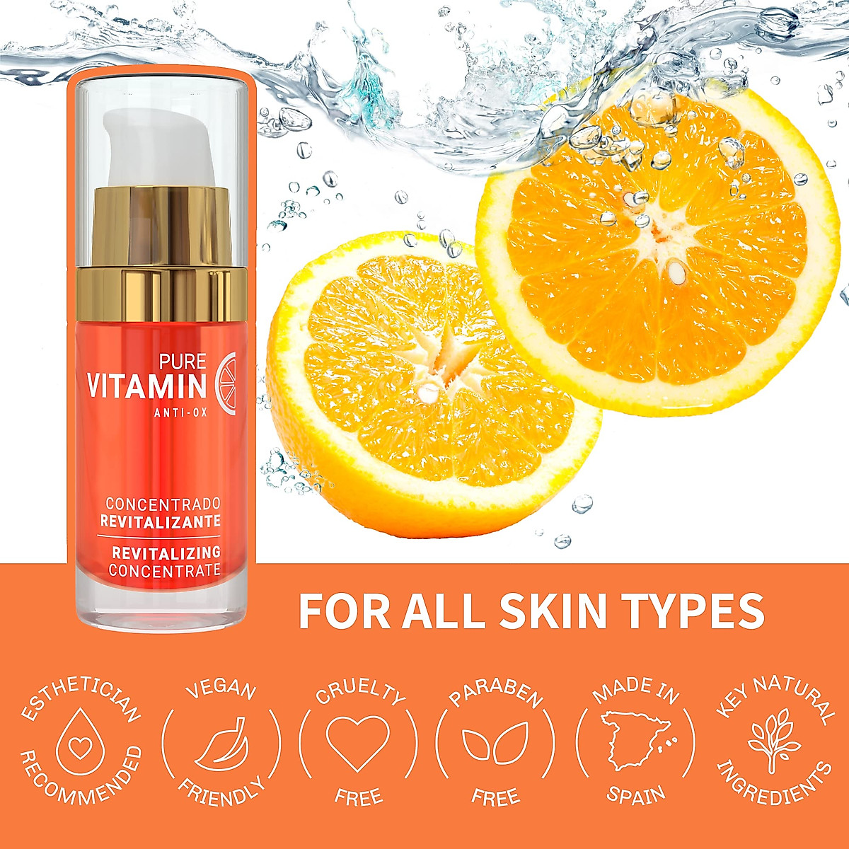 Noche Y Dia Vitamin C Serum for Mature Skin - Made in Spain - Anti Aging Formula Hydrates, Moisturizes, Firms - Targets Sun Spots, Fine Lines, Wrinkles - 30mL (1.02 fl oz)