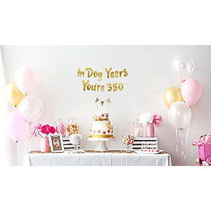 In Dog Years You're 350 Hilarious Adult Birthday Gold Glitter Banner - Funny Birthday Party Supplies, Ideas, Gifts and Decorations - 50th - 55th - 60th - 65th - 70th - 75th