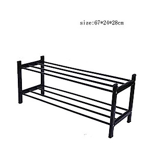 TAZSJG Small Shoe Rack Flower Stand Simple Home Shoe Cabinet Iron Dormitory Balcony Bed Storage Rack Size (Size : 67cm hength)