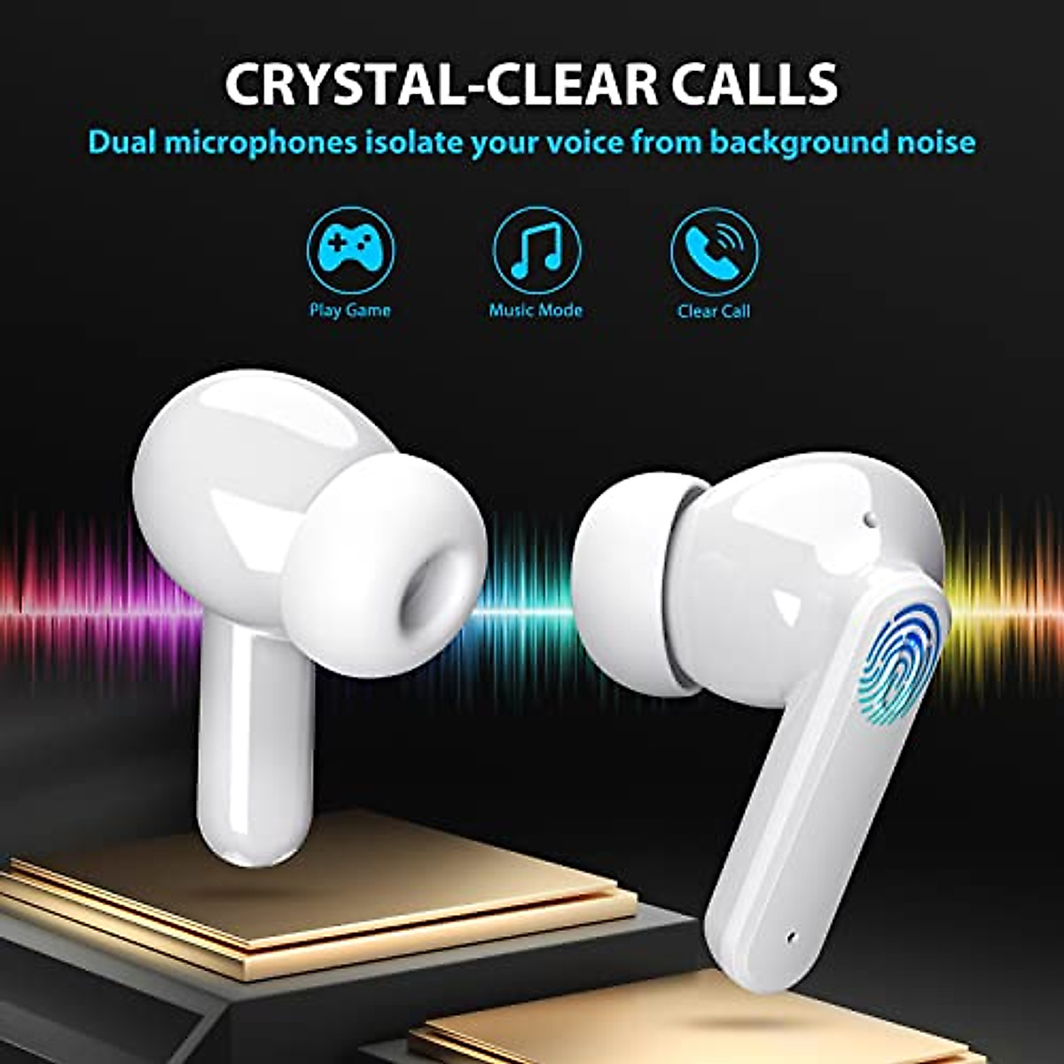 Wireless Earbuds Bluetooth 5.2 in-Ear Headphones for Samsung Z Fold4 Flip3 iPhone 14 Pro Max 13, Noise Cancelling Mic Bass Sound Sport Headset Galaxy S23 S22 S21 A54 A53 A14 Oneplus 11 10 Pixel 7 Pro
