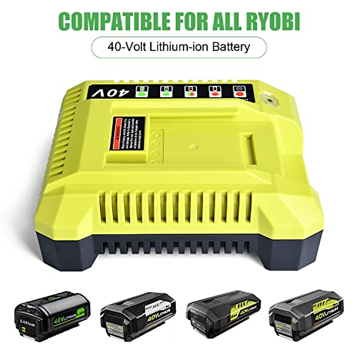 KUNLUN OP401 40-Volt Lithium-Ion Battery Charger for Ryobi 40V OP4050A OP4026 OP40601 OP4040 OP4030 OP4015 OP40201 Li-ion Battery
