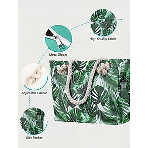 Large Travel Beach Tote Bags for Women Ladies Canvas Waterproof Sandproof Foldable Carry On Duffle Bag with Zipper Pockets Compartments for Wife Girlfriend Weekender Overnight Vocation Cruise Folding