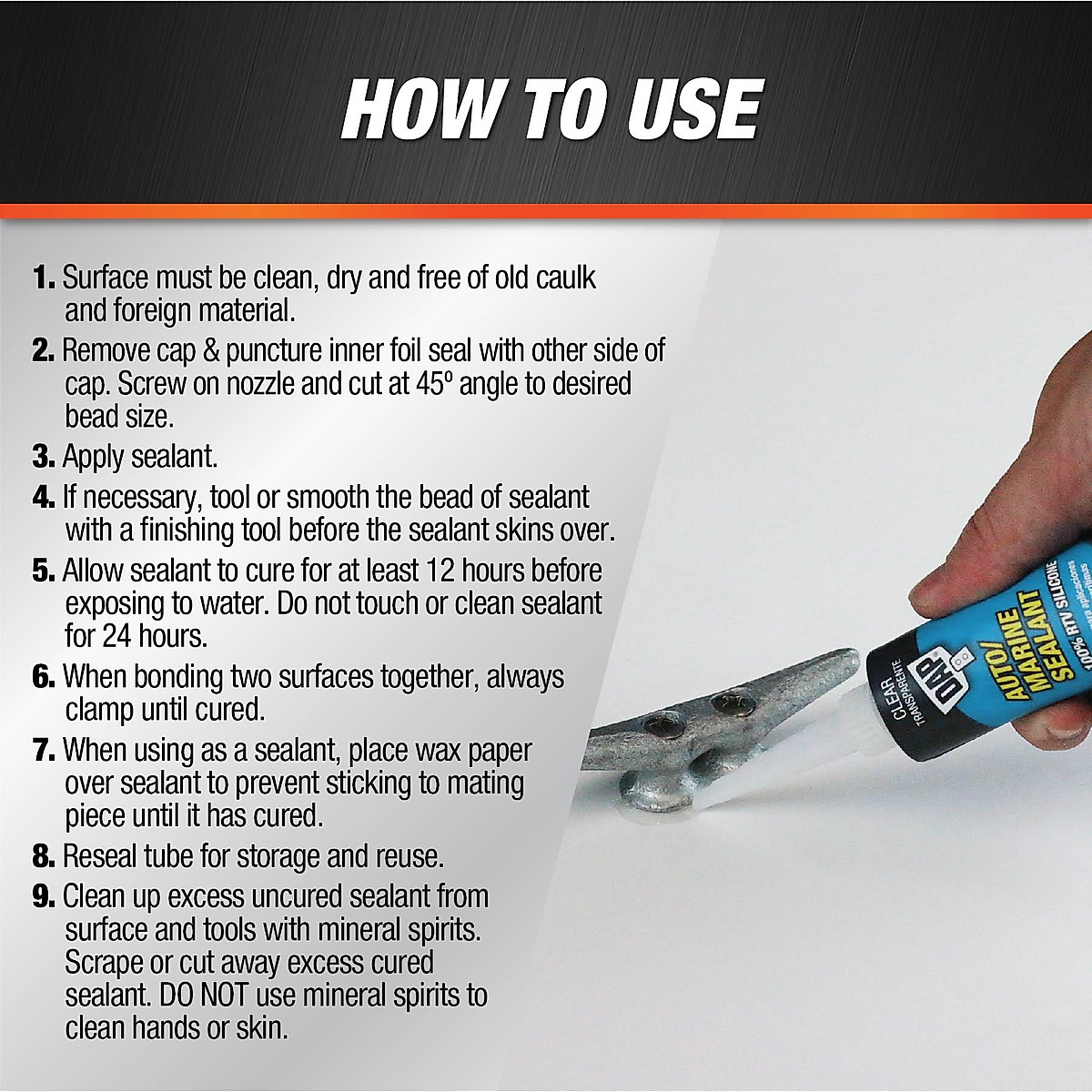 Dap 00694 2.8-Ounce Silicone Rubber Auto/Marine Sealant, Clear