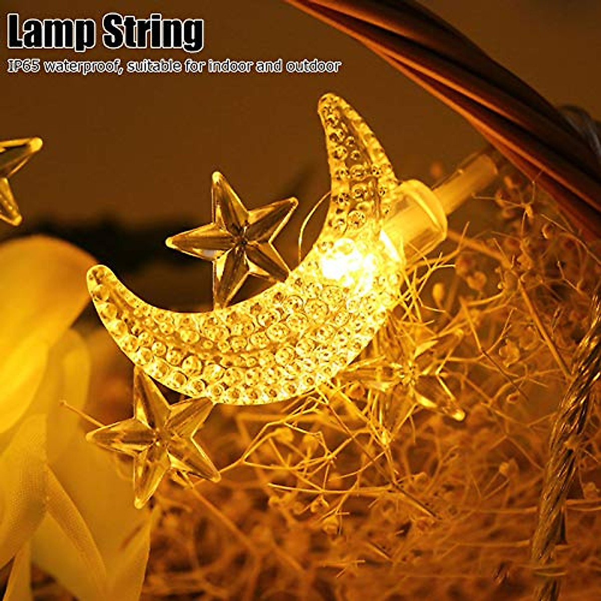 Diydeg Lamp String, 3Pcs 10LED Light String, Simple and Convenient Romantic and Relaxing Moon Star Pendant for Home Decoration, Garden Lighting Indoor and Outdoor