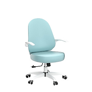 SeekFancy Kids Desk Chair Pego300, Blue Study for Boys Girls with Eggshell Design Backrest, Ergonomic Growing Teen Office Flip up Arms and Wheels, Pu Leather Task Chair…