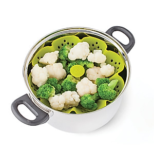 MSC International Joie Silicone Vegetable Food Steamer, Adjustable and Collapsible, Expands to 9-Inches