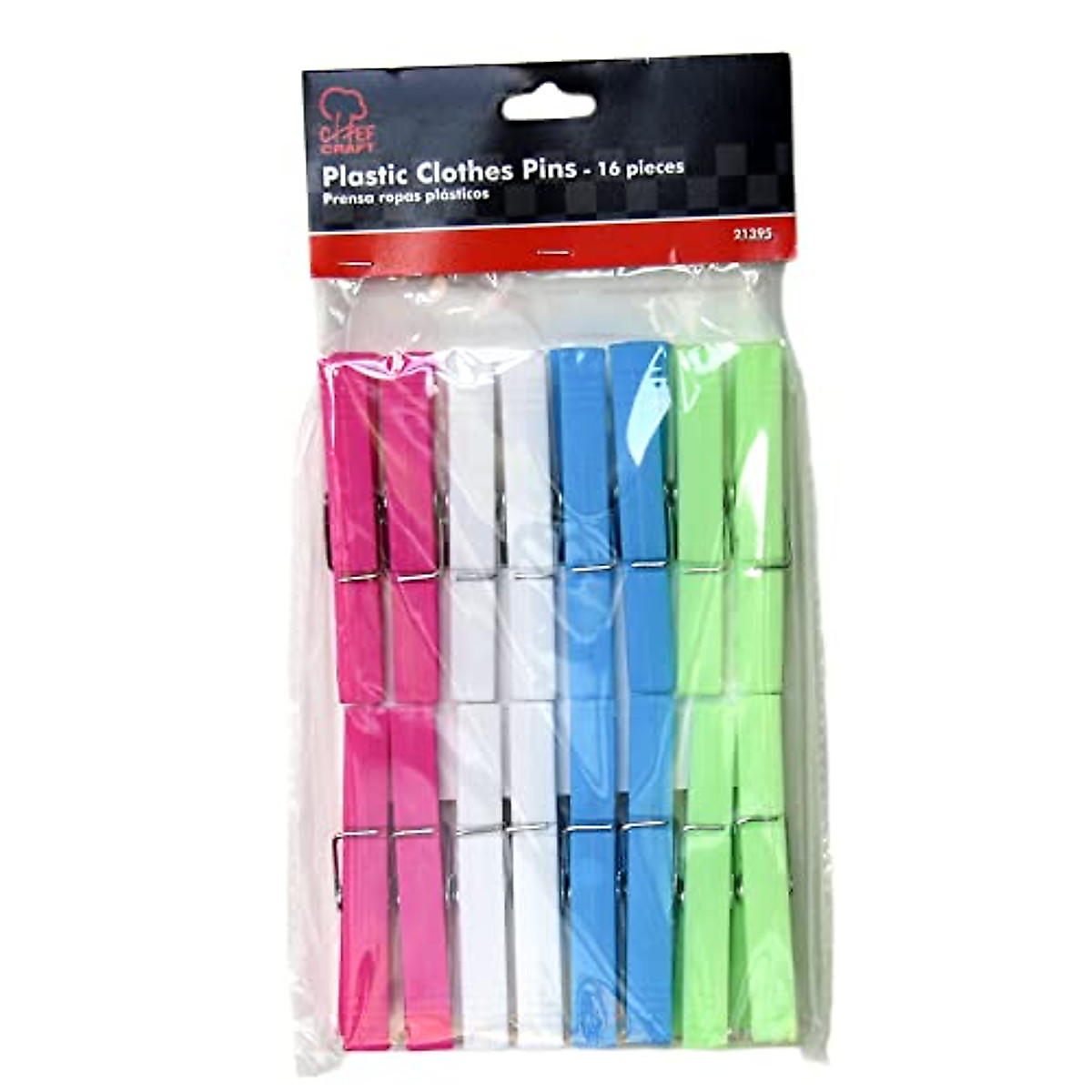 Chef Craft Select Plastic Clothes Pins, 16 Piece Set, Assorted