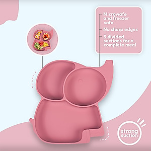 Silicone Baby Feeding Set | Baby Led Weaning Supplies | Baby Feeding Supplies | Toddler Silicone Dishes | Suction Plate and Bowl, Bib, Straw and Snack Cup, Utensils Set of 6 -Navy Blue