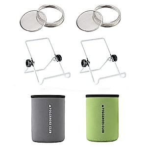 VOLCANOES CLUB Seed Sprouting Jar Germination Kit Accessories - Blackout Sleeves/Jar Stands/Sprout Lids for Wide Mouth Mason Jar - for Growing Microgreens, Broccoli, Bean Sprouts, Alfalfa (2 Pack)