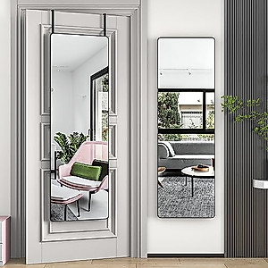 LVZORY Wall Mounted Full Length Mirror, 39"x12" Over The Door, Body Mirror for Bedroom (Black)