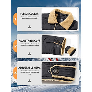 MAGCOMSEN Winter Jackets for Mens Sherpa Jacket Lined Trucker Jacket Cotton Military Jacket Dark Grey XL