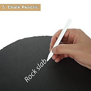 LANIAKEA 3PCS Slate Cheese Board 12 Inch Round Slate Board with Chalk, Slate Charcuterie Boards for Serving Cheese, Sushi, Appetizers, and More (Black)