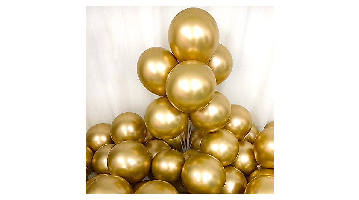 Chrome Gold Balloons 12inch - 50 Pack for Elegant Party Decor