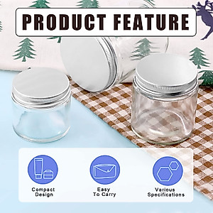 Glarks 12 Pack 2oz 4oz 8oz Glass Jars with Lids, Round Clear Glass Jars with Inner Liner and Silver Lids for Storing Creams, Beauty Products, Cosmetic, Lotion and Ointments