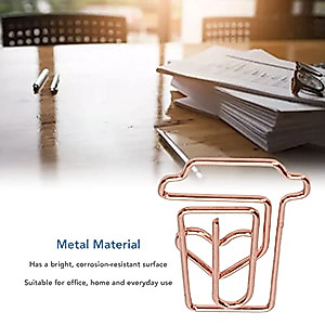 Paperclips, Cute Paper Clips Lightweight Portable Electroplated Rose Gold Metal Material 100PCS for Homes for Office (Coffee Cup)