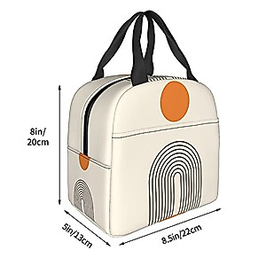Echoserein Abstract Boho Art Simple Modern Aesthetic Lunch Bag Insulated Lunch Box Reusable Lunchbox Waterproof Portable Lunch Tote For Women Men Girls Boys