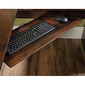 Pemberly Row Home Office L Shaped Desk with Computer Tower Storage in Curado Cherry