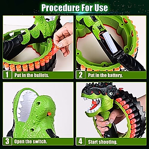 Dinosaur Toy Foam Blasters for Nerf with 80 Soft Foam Bullets, Dino Blaster Guns Toys with 34 Dart Rotating Drum, Children's Day Gift for Kids, Teenagers, 5-15 Boys and Girls
