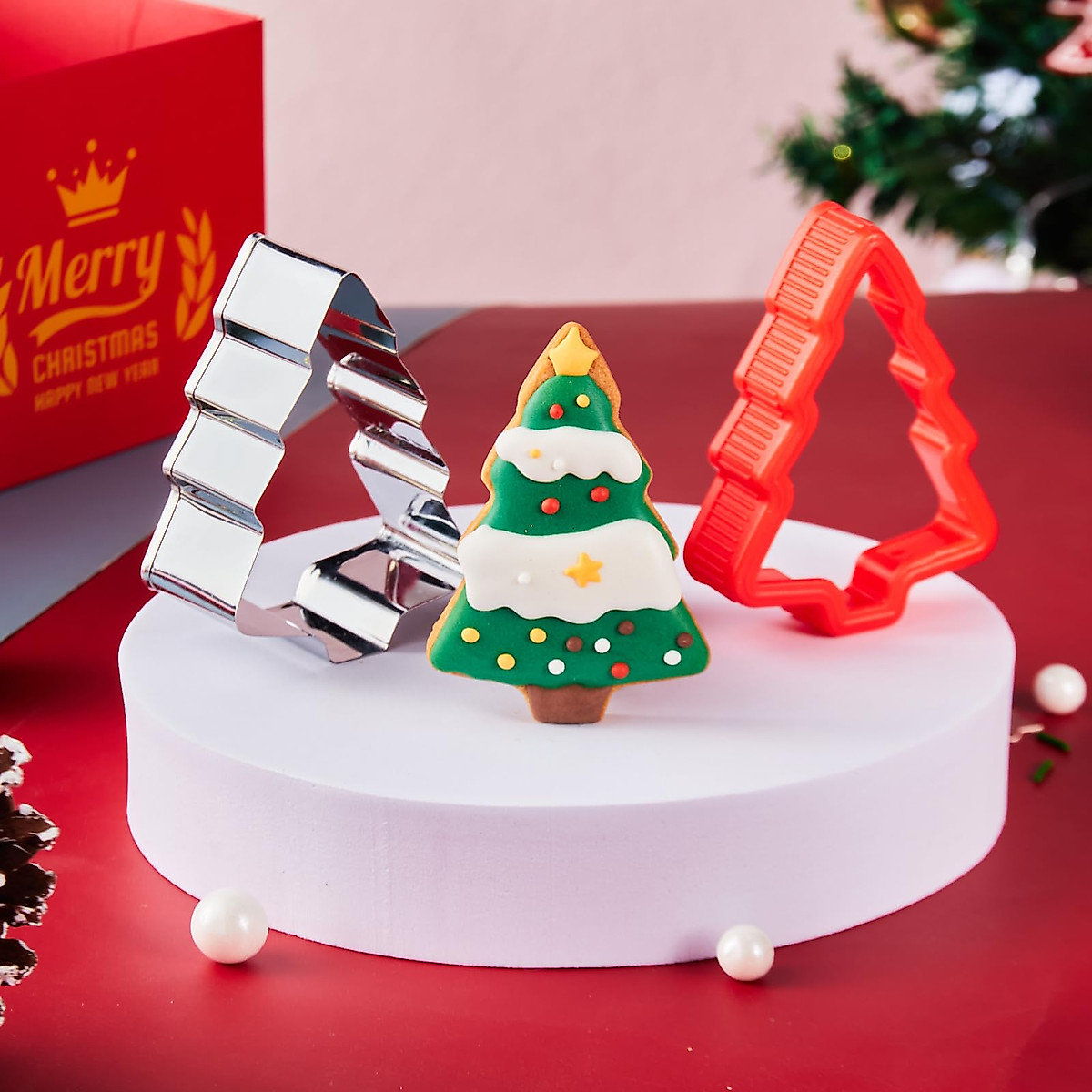 ETERSION Christmas Cookie Cutters 2" to 3.5" Cookie Cutters 9 Pieces Cookie Cutters Christmas Shapes