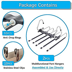 Magic Pants Hangers Space Saving - for Closet Multiple Layers Multifunctional Uses Rack Organizer for Trousers Scarves Slack (White)