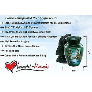 Deer Keepsake Urn, Deer Token Urn for Ashes, Hunting Urn, Mini Buck Urn, Hand Painted Memorial Mini Jar, Handmade Minature Forest Urn with Velvet Case & Bag (Keepsake)