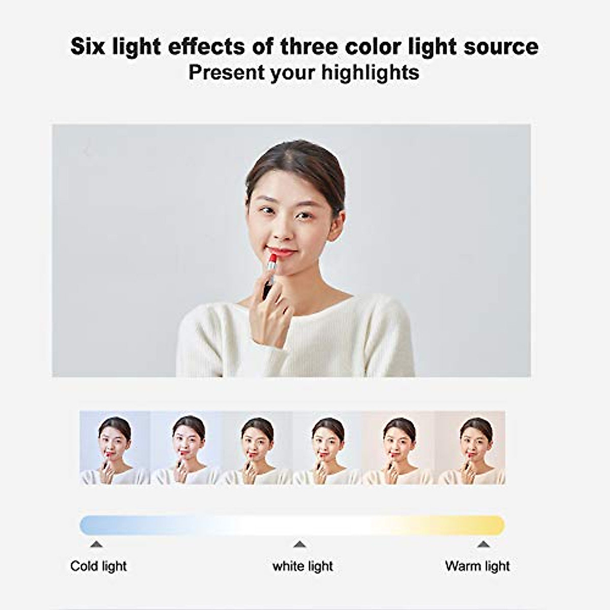 Bibabala Phone Stand for Video Recording Extendable Selfie Stand 360° Rotation with Phone Holder Foldable 7 Brightness LED Light for Live Streaming Photography Reading(White)