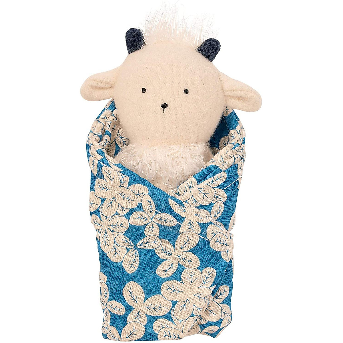 Manhattan Toy Embroidered Plush Goat Baby Rattle + Soft Cotton Burp Cloth, 16 x 16 Inches