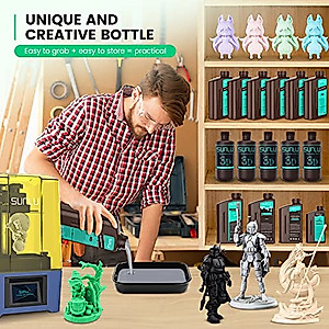 SUNLU 3D Printer Resin, 1kg Fast Curing Standard 3D Resin for LCD DLP SLA Resin 3D Printers, 395-405nm UV Light Curing 3D Printing Liquid Photopolymer Resin, Low Shrinkage, High Precision, 1000g, Grey