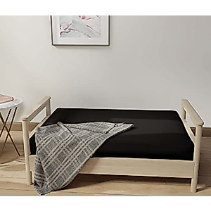 LANE LINEN Futon Covers Full Size, 100% Cotton Futon Slipcovers, Full Size Futon Mattress Cover for Futon Sofa Bed, Foldable Armless Sofa Cover, Zippered Futon Couch Cover - Black