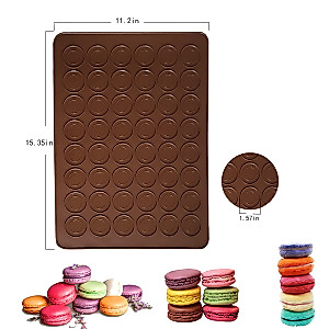 HYCSC 48 Capacity Silicone Baking Mats, Non-Stick Macaron Baking Mats, BPA free Macaron Baking Sheet, Macaron - Pack of 2