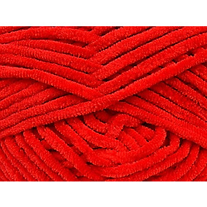 Lot of 4 x 100gr Skeins Ice Yarns Velvet Chenille Hand Knitting Yarn Red