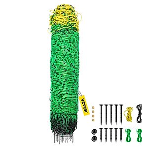 VEVOR Electric Fence Netting, 42.5" H x 164' L, PE Net Fencing with 14 Posts Double Spiked, Utility Portable Mesh for Goats, Sheep, Lambs, Deer, Hogs, Dogs, Used in Backyards, Farms and Ranches, Green