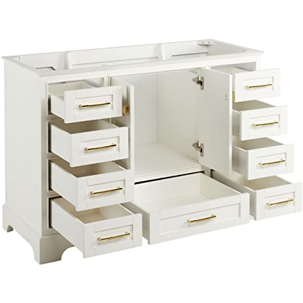 Signature Hardware 953528-48-RUMB-1 Quen 48" Free Standing Single Vanity Set with Wood Cabinet, Vanity Top and Rectangular Undermount Vitreous China Sink - Single Faucet Hole
