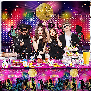 95 Pcs 70s Party Decorations Disco Party Balloons Decoration 70's Party Bundle Includes Inflatable Radio Boombox and Mobile Phone, Disco Plastic Party Backdrop, Tablecloth, Balloons for Hip Hop Party