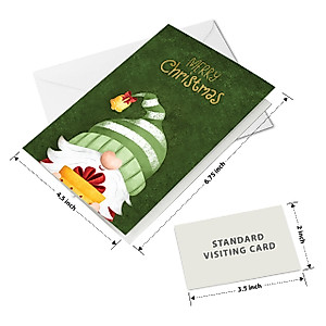 easykart labels 20 Christmas Gnome Cards with Envelopes & Sealing Stickers, 4 Christmas Theme Santa Designs With Gold Foling effect, 6.75" x 4.5" For Friends, Family and loved Ones