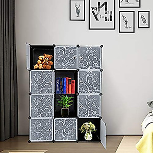 DESIGNSCAPE3D DIY 12 Cube Storage Organizer, Plastic Storage Cabinet with Doors, Ideal for Bedroom Living Room Office