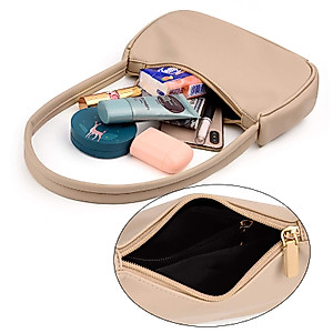 UTO Mini Purses for Women Ultra Soft Leather Vegan Lightweight Clutch Handbag Shoulder Bag Apricot