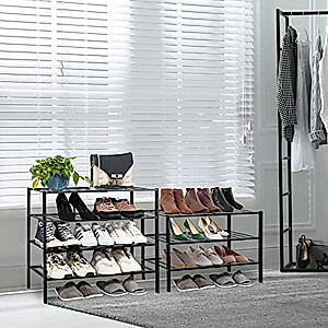 Allinside Bamboo Shoe Rack, Splitable & Stackable, Wooden Shoe Storage Organizer, Hypoallergenic Bamboo Material, Sturdy Shoe Shelf for Entryway, Closet (4-Tier)