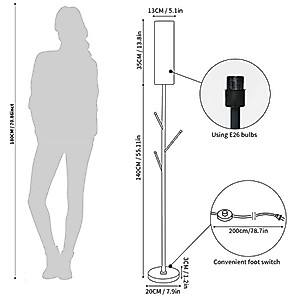 ELINKUME LED Floor Lamp for Living Room,67" Modern Floor Lamp with Remote,Dimmable RGB Clothes Hanging Standing Lamp-Remote & WiFi APP Controlled, Includes 9W Bulb for Bedroom,Corner Space