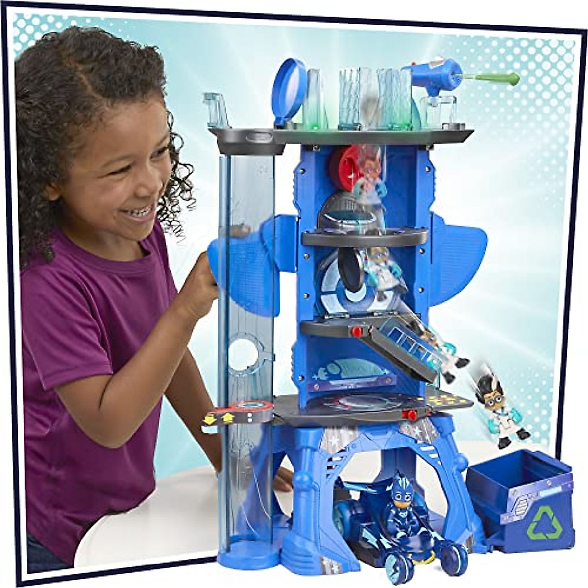 PJ Masks Deluxe Battle HQ Playset with Lights and Sounds, 2 Action Figures, Car Toy, Preschool Toys, Toys for 3 Year Old Boys and Girls and Up