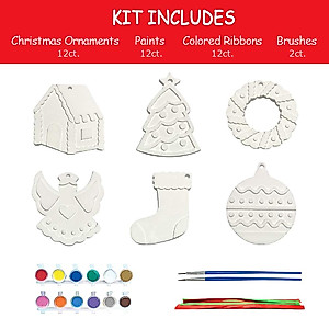 Christmas Crafts for Kids - DIY Christmas Tree Decorations Resin Ornaments Kits (Includes Paints Brushes) - Stocking Stuffers DIY Xmas Ornaments for KidsToddlers Girls Boys Ages 3-5 4-8 8-12
