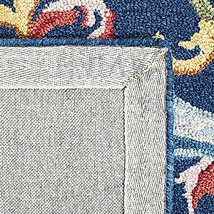 Safavieh Heritage Collection 2'3" x 12' Navy/Ivory HG657N Handmade Traditional Oriental Wool Runner Rug