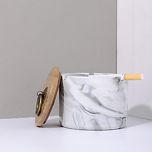 ashtrays for Cigarettes, Pink Marble Ceramic ash Tray with lid,Outdoor Ashtray,Desktop Smoking Ash Tray for Home Office Decoration - Gray (Gray Small)