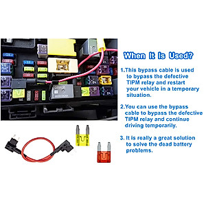 TIPM Bypass Cable, Fuse Adapter Fuse Holder,Repair Fuel Pump Relay Bypass Cable Compatible with Dodge Ram 1500 2500 3500 Jeep Chrysler VW 2007-2016, 14AWG Wire/20AMPs Replace CBWPR091AA