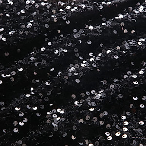 Sequin Velvet Fabric by The Yard Stretch Bling Fabric for Sewing Glitter Fabric Tablecloth Sparkly Fabric for Dress Table Runner Photo Props Backdrop(Black, 4 Yards)