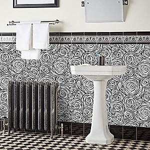 Idomural Peel and Stick Wallpaper Boho Floral Wallpaper Removable Abstract Rose Flower Wallpaper for Bedroom Bathroom Renter Friendly Contact Paper for Cabinet Accent Wall 17.7in x 118in